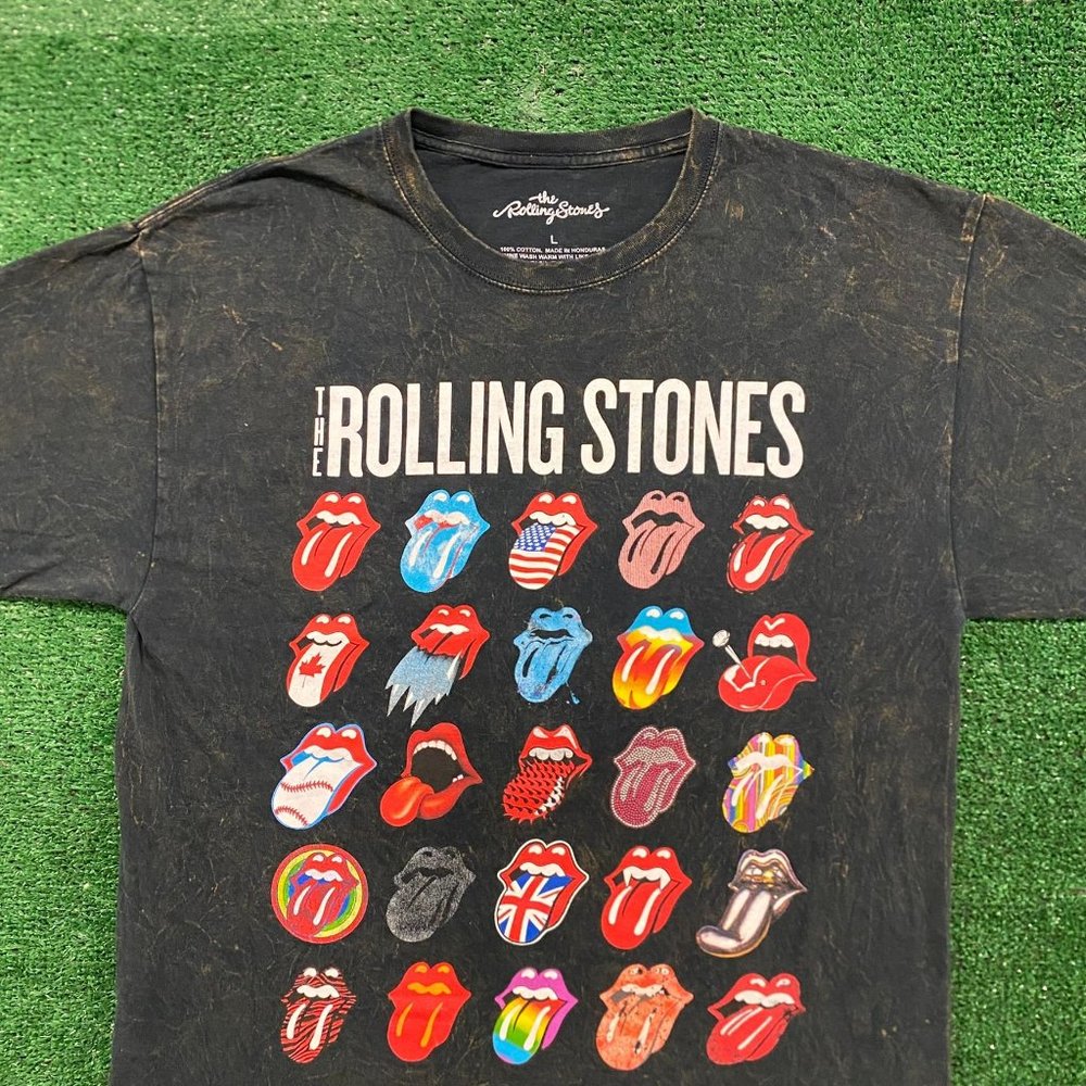 Rolling Stones Multi Tongue Lips Vintage Rock Band T-… - Gem
